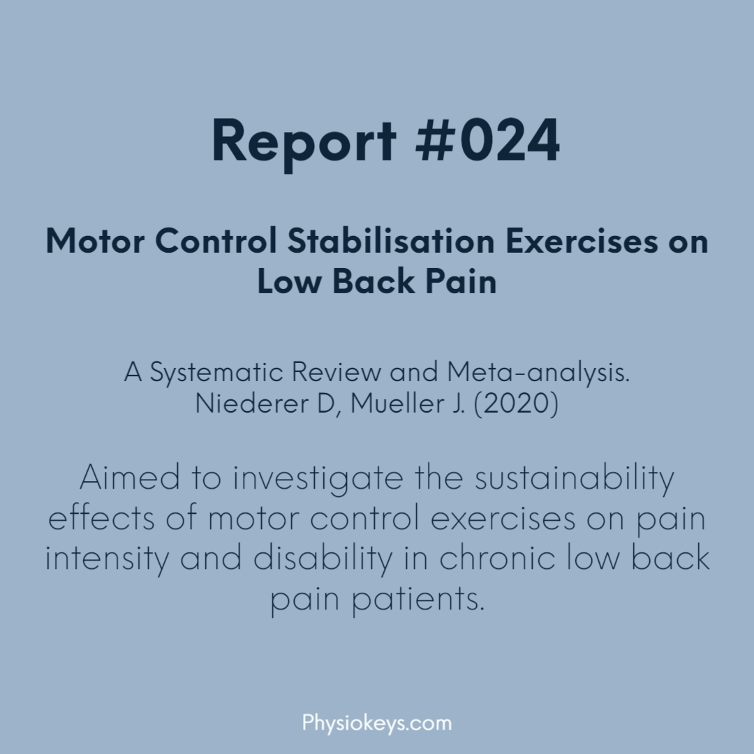 Motor Control Stabilisation Exercises on Low Back Pain